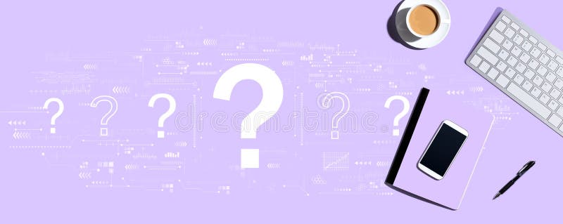 Question Marks with Computer Keyboard and Office Items Stock ...