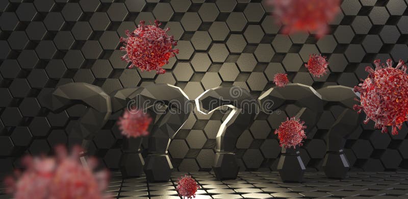 Question Marks Design and Red Virus Cells 3d-illustration Stock ...