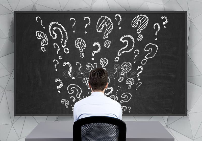 Question marks on desk stock photo. Image of cheerful - 49173860