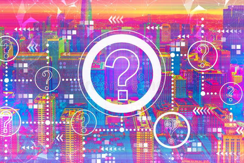 Question Marks with Downtown San Francisco Skyline Stock Illustration ...