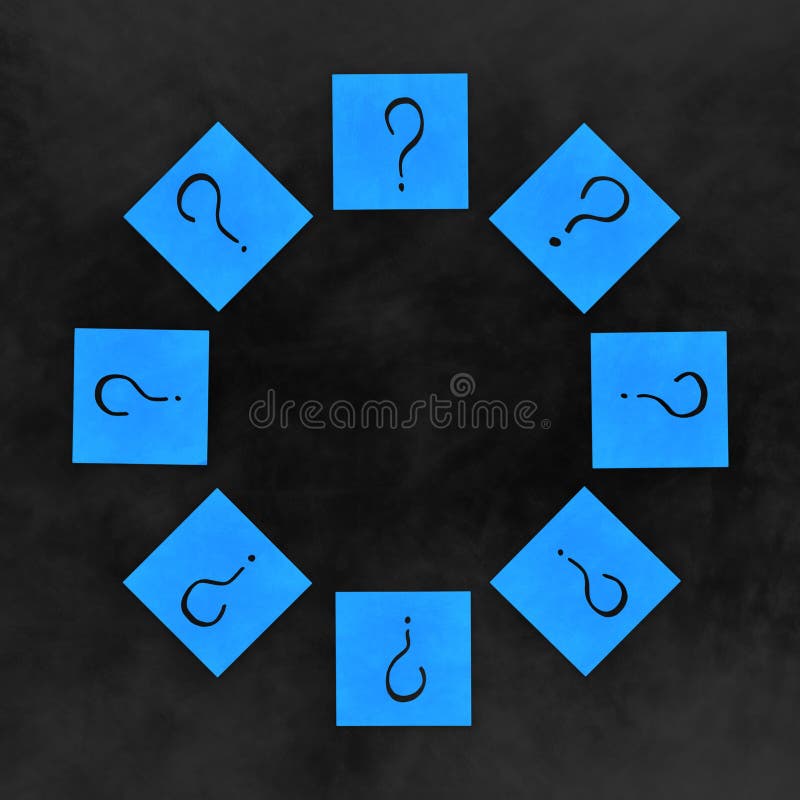 Question Marks Drawn on Sticky Notes Positioned in Circle with Empty ...