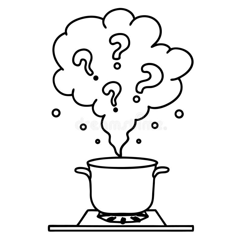 Question Marks Emanating from a Boiling Pot on Stove Concept of Cooking ...