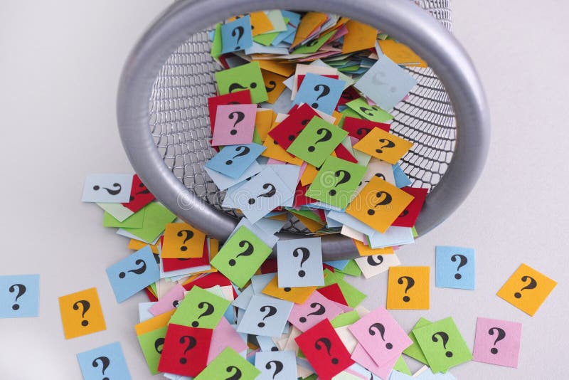 Question Marks Falling Out of Trash Can Stock Photo - Image of piece ... Question Marks Falling Out of Trash Can Stock Photo - Image of piece ...