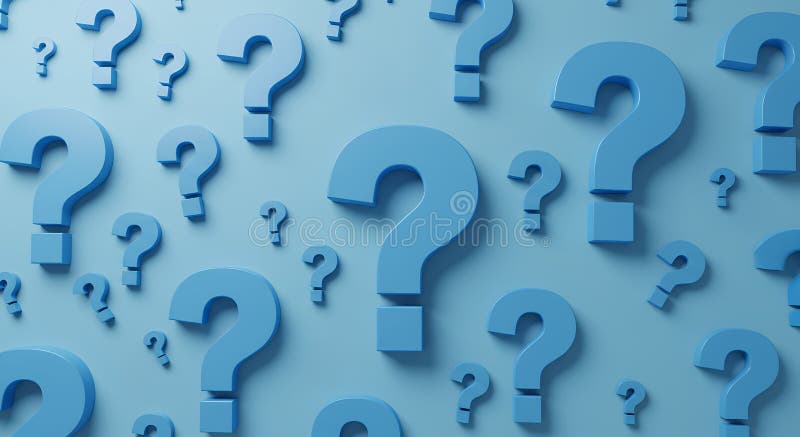 Question Marks Galore: Light Blue 3D Render for Inquiries, Curiosity & Seeking Answers. Visuals ...