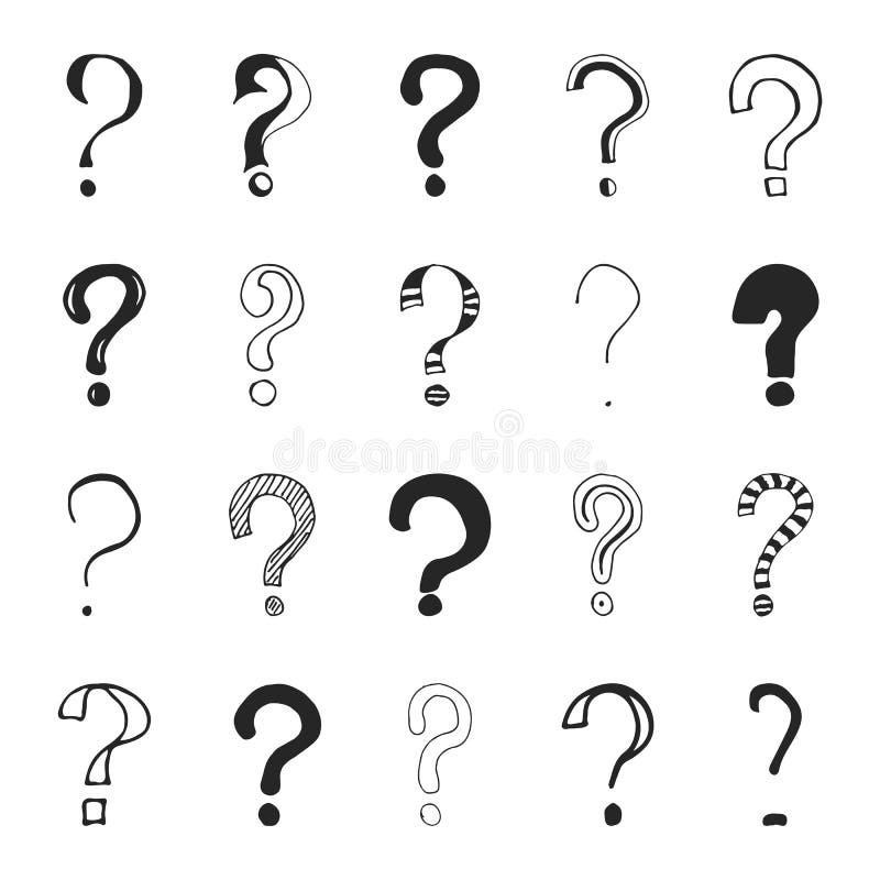 Vector Doodle Hand Drawn Question Marks Set Isolated on Light ...