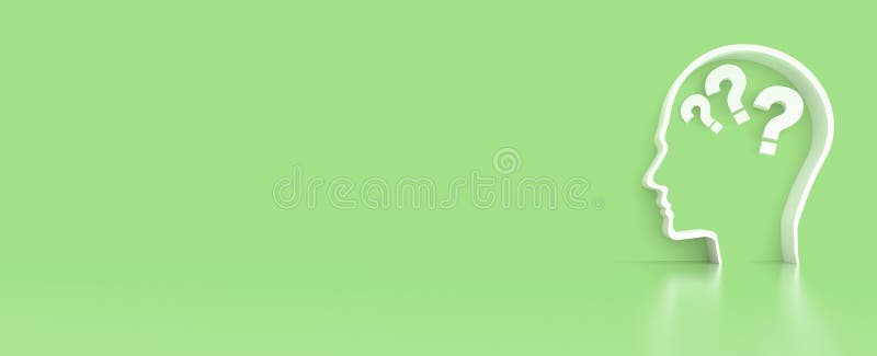 Question Marks in Human Head Outline on Green Background - Business ...