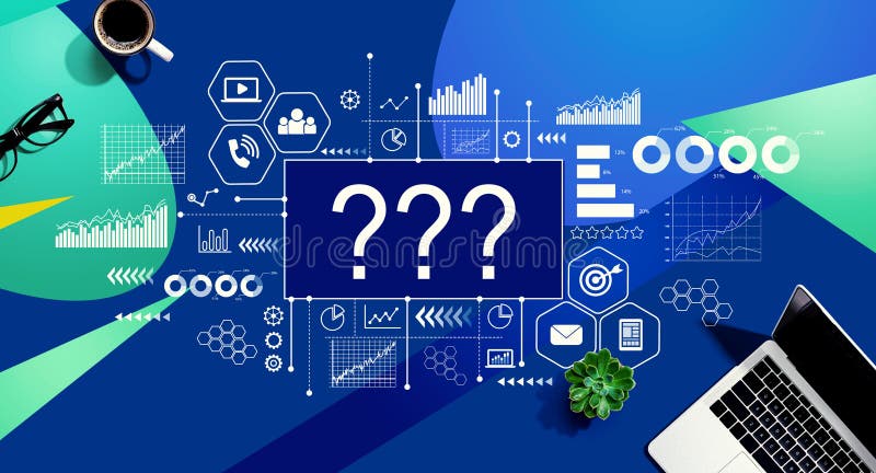 Question Marks with Laptop Computer Stock Image - Image of problem ...
