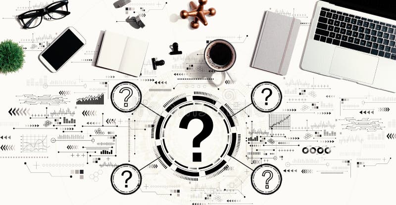 Question Marks with a Laptop Computer Stock Image - Image of connection ...