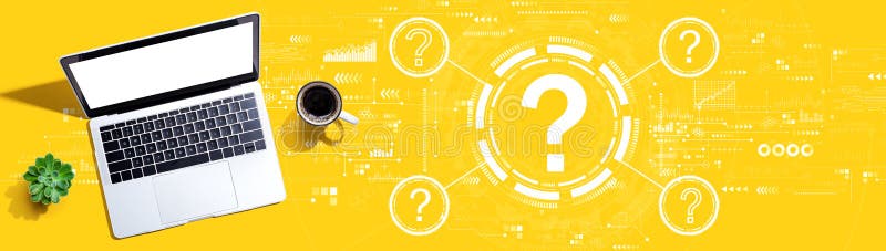 Question Marks with a Laptop Computer Stock Image - Image of concept ...