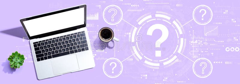 Question Marks with a Laptop Computer Stock Image - Image of mark ...