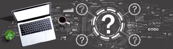 Question Marks with a Laptop Computer Stock Image - Image of idea ...