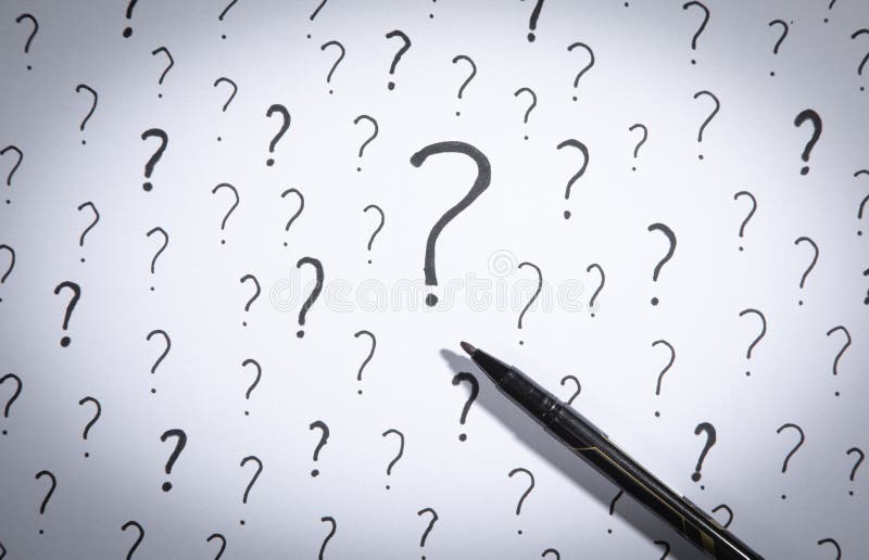 Question Marks and Marker on White Background Stock Photo - Image of ...