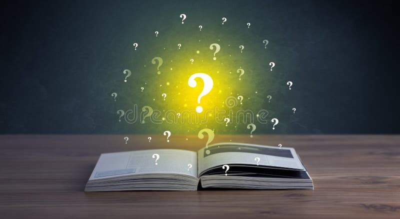 Question marks over book stock illustration. Illustration of background ...