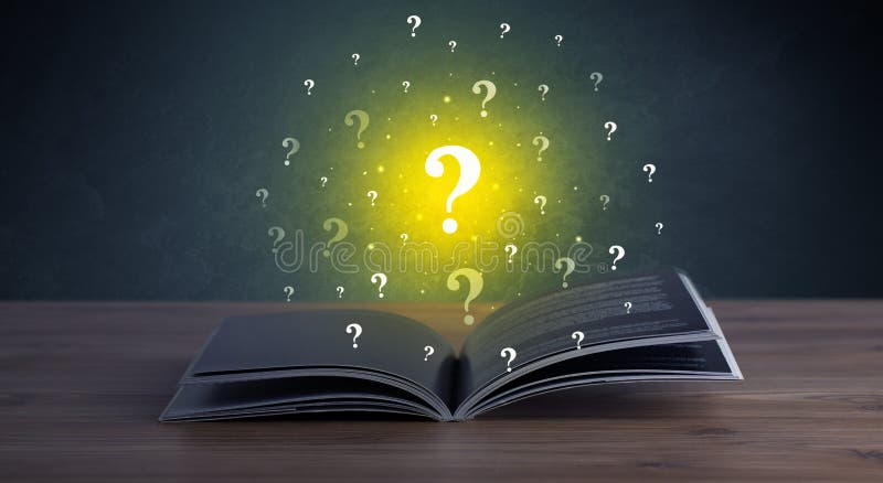 Question marks over book stock illustration. Illustration of book ...