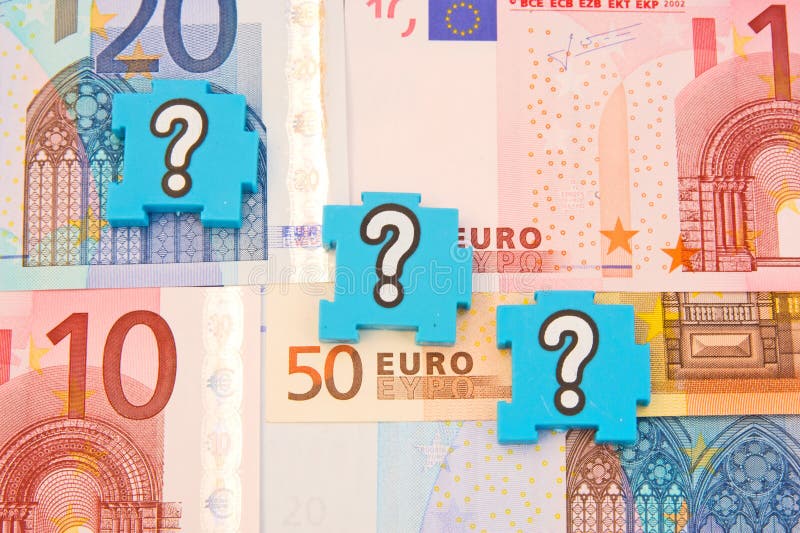 Question Marks Over the Euro. Stock Photo - Image of double, fifty ...