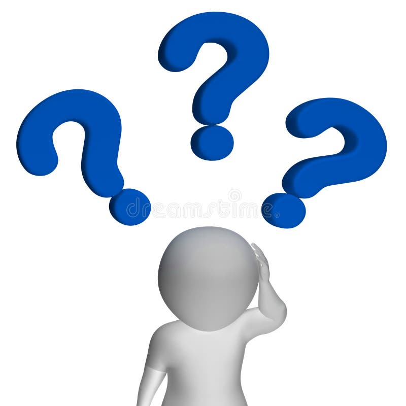 Question Marks Over Man Shows Confusion and Uncertainty Stock ...