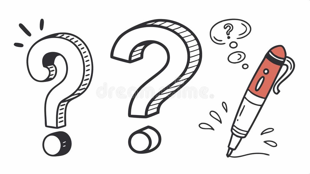 Question Marks and Pen, Questions and Answers Vector Design Generative ...