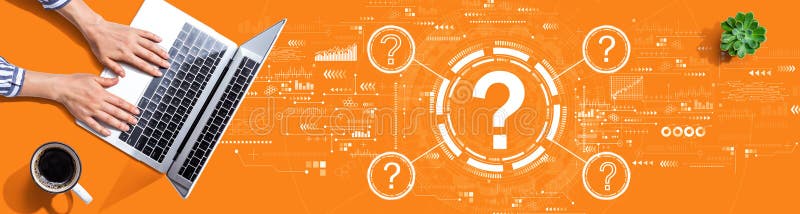 Question Marks with Person Using a Laptop Editorial Stock Photo - Image ...