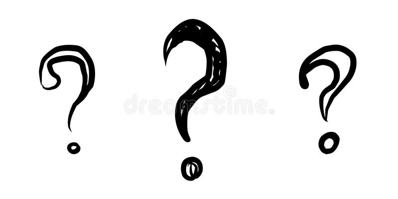 Question Marks 3 Pieces Vector Black White Illustration Hand Drawing ...