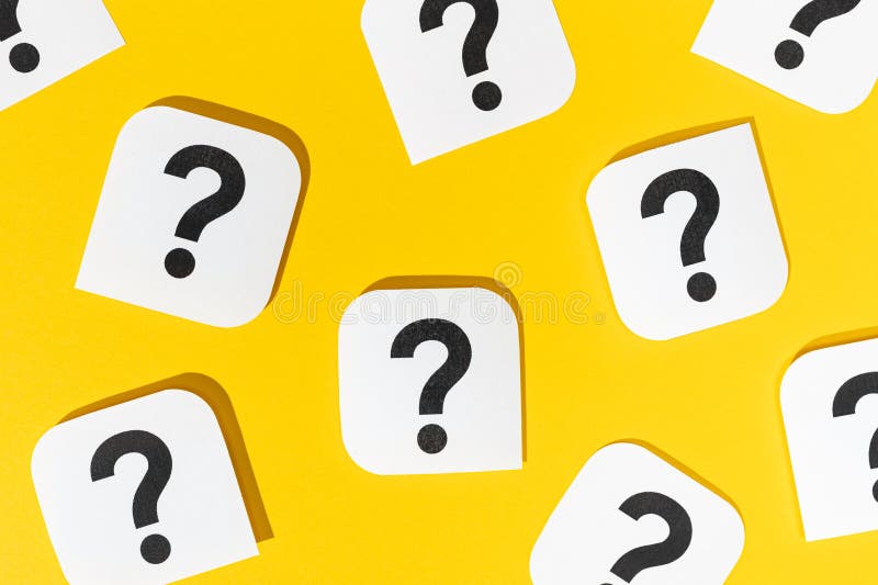 Question Marks Signs on Yellow Background Stock Photo - Image of asking ...