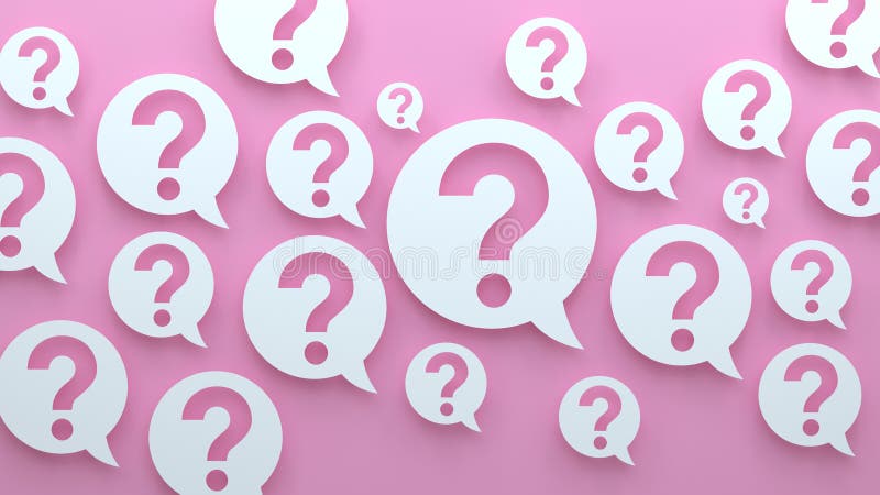 Question Marks and Speech Bubbles Background. Pink and White Color 3d ...