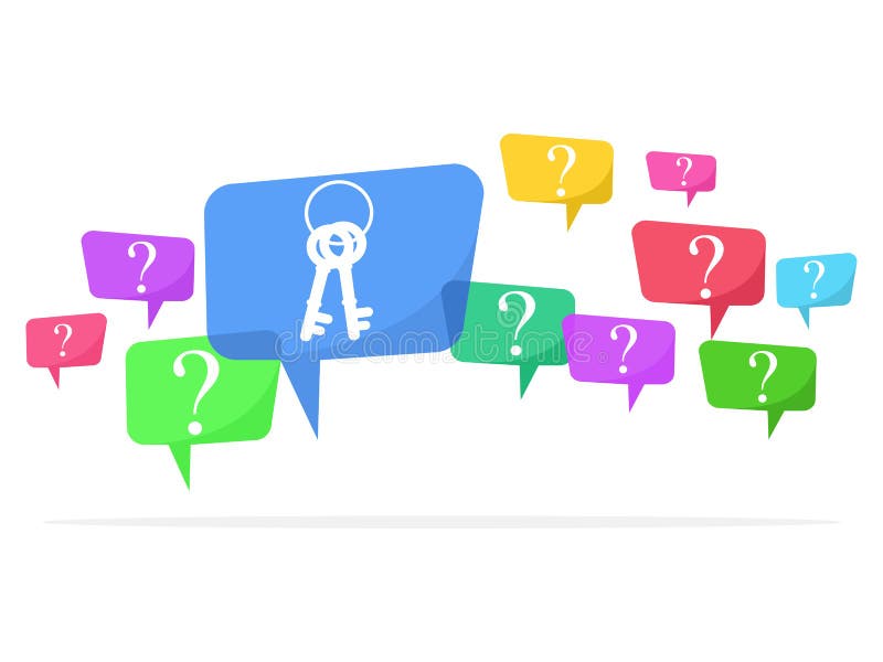 Question Marks in Speech Bubbles and Problem Keys Stock Vector ...