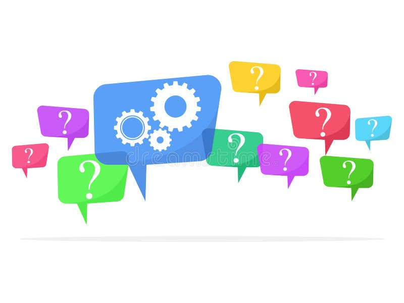 Question Marks in Speech Bubbles and Problem Solving Mechanisms Stock Vector - Illustration of ...