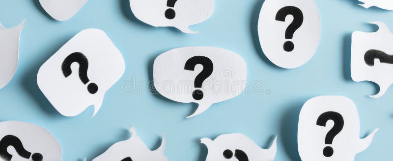The Question Marks in Stylish Speech Bubbles on a Blue Background.AI Generated Image Stock Image ...