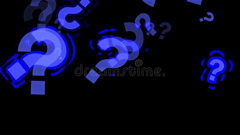 Blue Question Marks Falling Down on Black Alpha Background Stock ... Blue Question Marks Falling Down on Black Alpha Background Stock ...