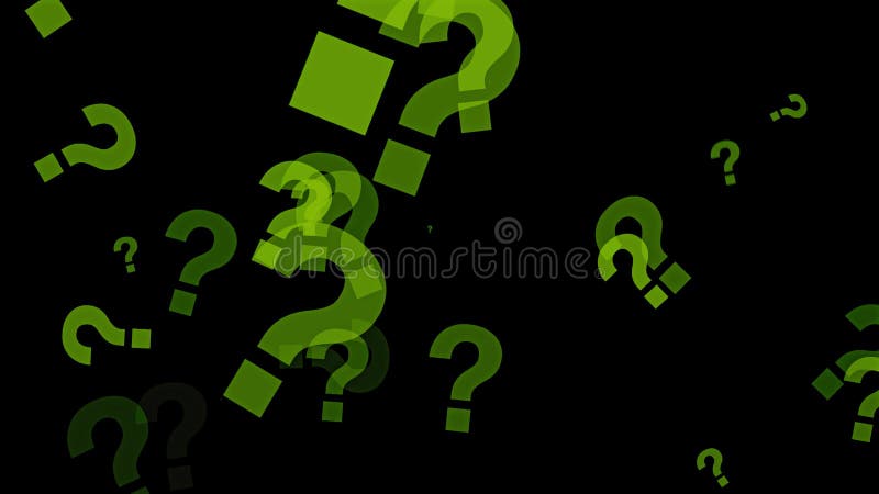 Green Question Marks Falling Down on Black Alpha Background Stock Video ...