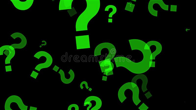 Green Question Marks Falling Down on Black Alpha Background Stock Video ...