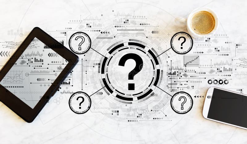 Question Marks with Tablet and Phone Stock Image - Image of choice ...