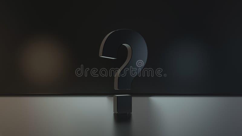 Question Marks Under Spot Light Concept in Dark Empty Room 3D Rendering ...