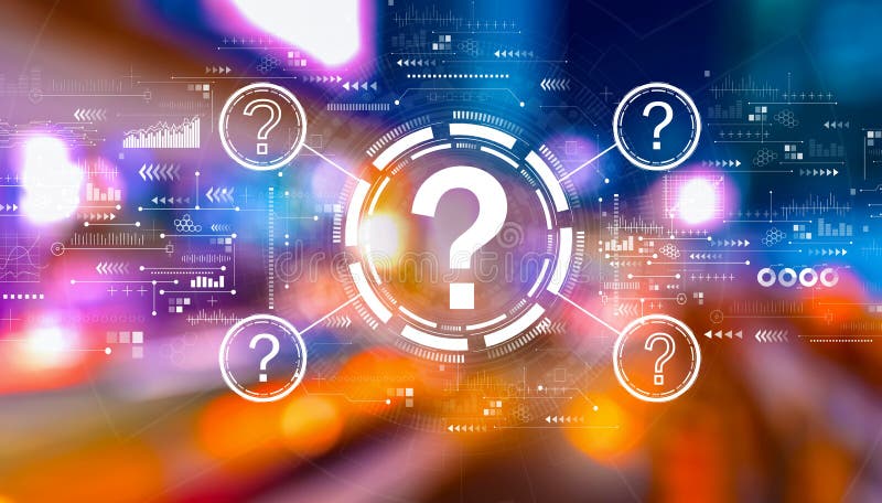 Question Marks with Urban City Lights Stock Illustration - Illustration ...