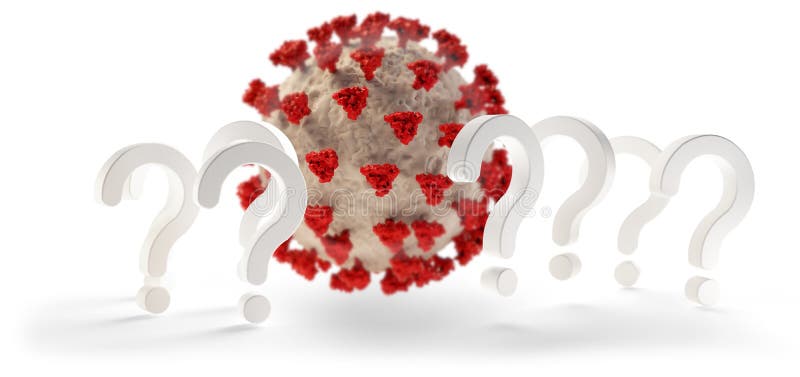 Question Marks and Virus Cell Red 3d-illustration Stock Illustration ...