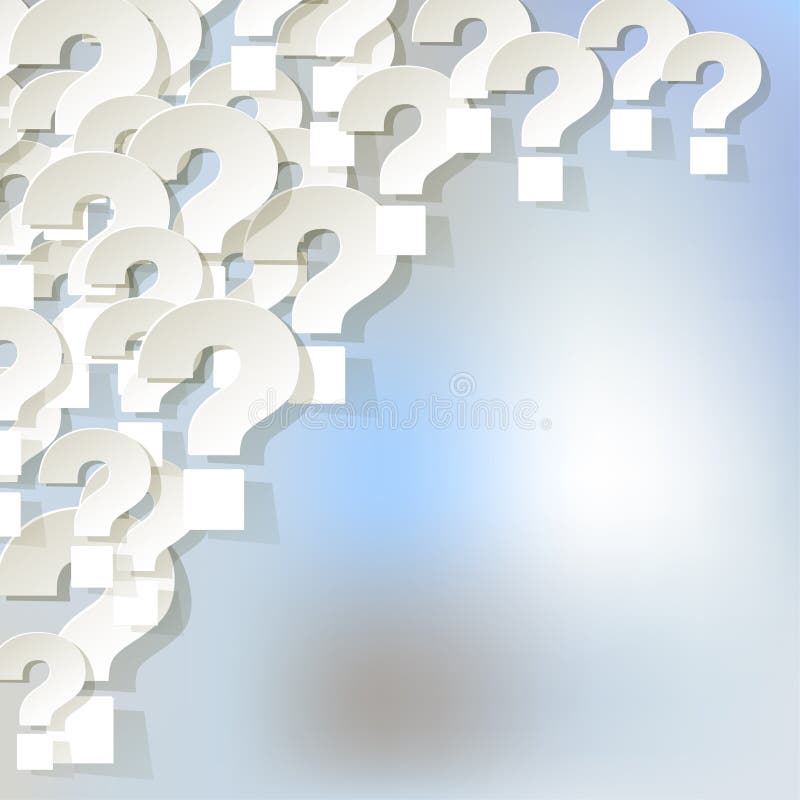 Question Marks White in the Corner on a Light Blue Bokeh Background ...