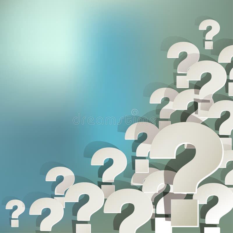 Question Marks White in the Corner on a White on Blue Bokeh Background ...