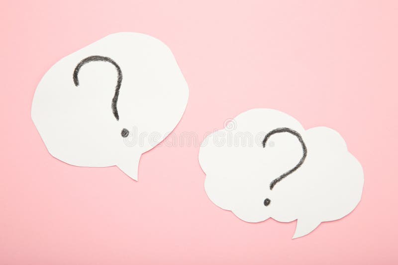 Question Marks on White Stickers on Pink Background Stock Photo - Image ...