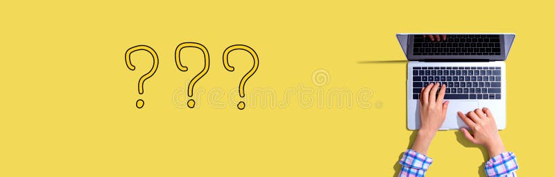 Question Marks with Woman Using a Laptop Stock Image - Image of drawing ...