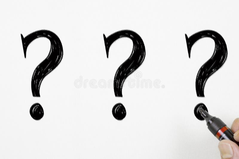 Question Marks Written on White Background. Copy Space Stock Image ...