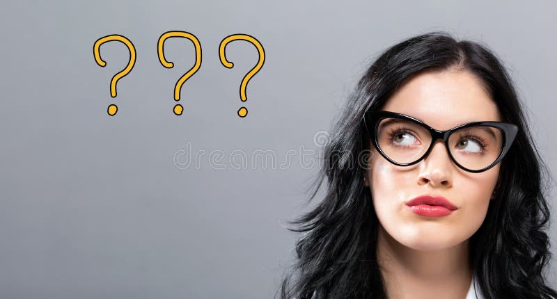 Question Marks with Young Businesswoman Stock Image - Image of drawing ...