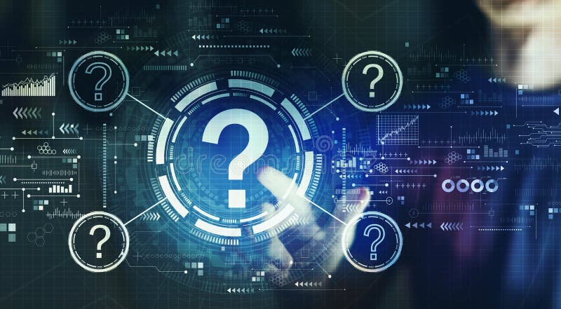 Question Marks with Young Man in the Night Stock Illustration ...