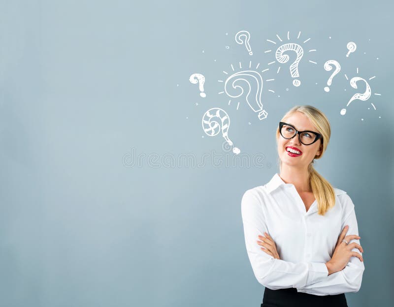 Question Marks with Young Woman Stock Illustration - Illustration of ...