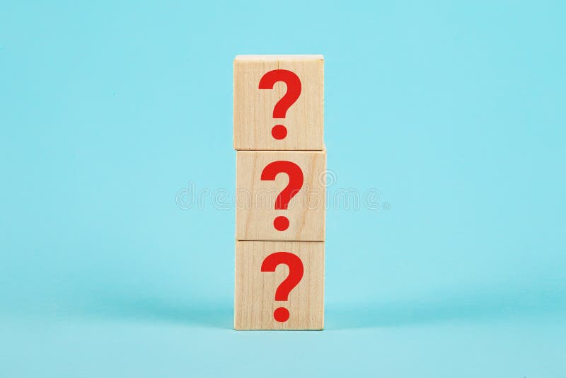 QUESTION the Shape of a Wooden Cube Block with a Question Mark Symbol ...