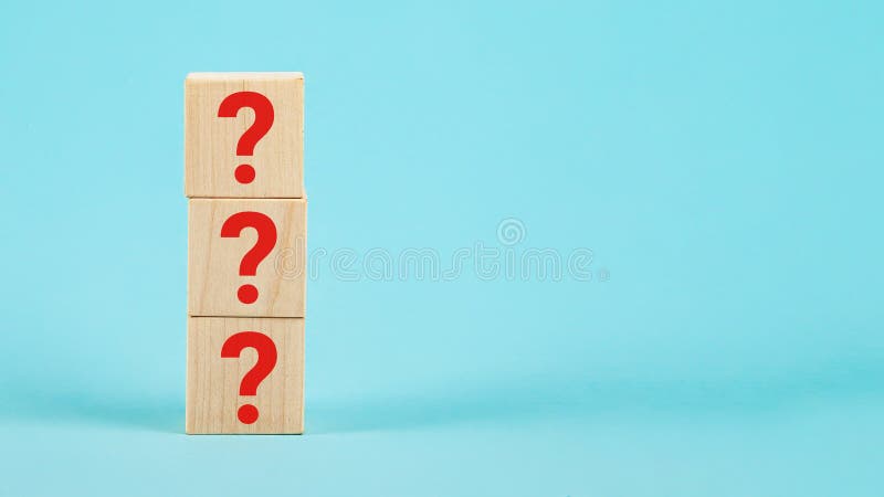 QUESTION the Shape of a Wooden Cube Block with a Question Mark Symbol ...