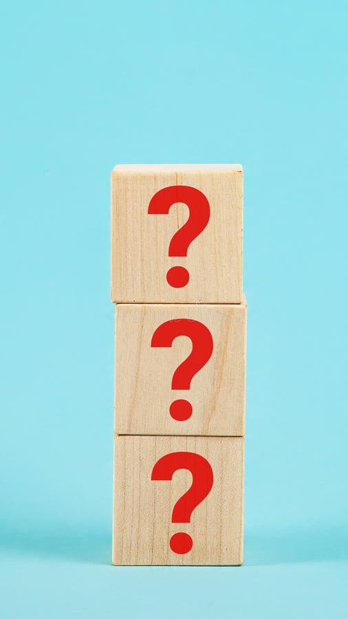 QUESTION the Shape of a Wooden Cube Block with a Question Mark Symbol ...