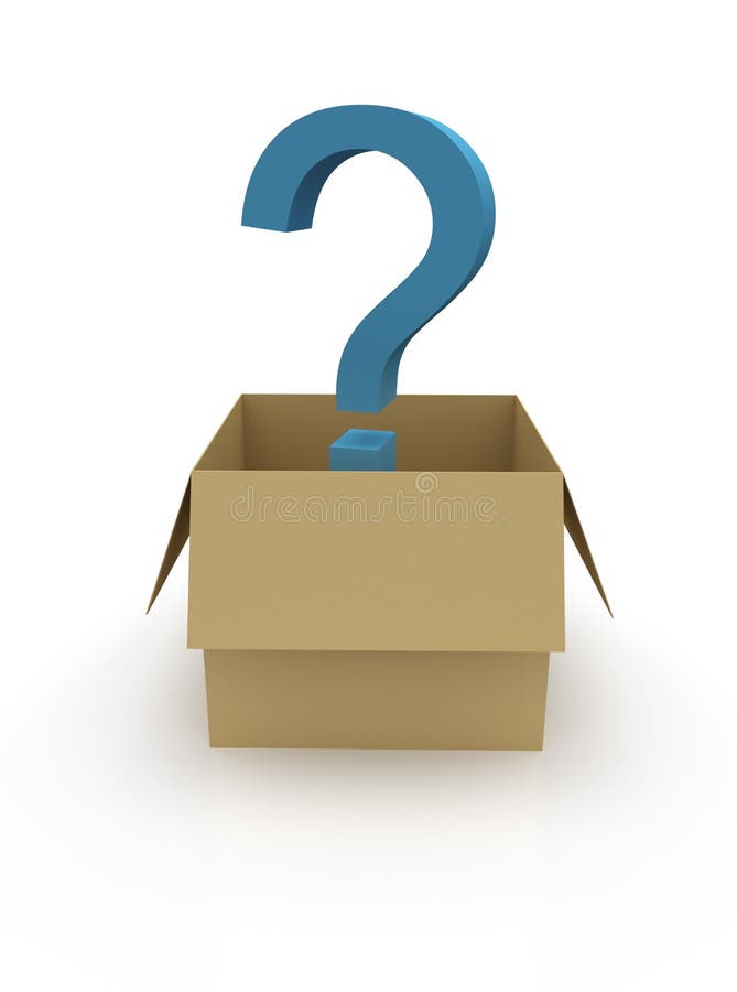 Open Box with Colour Questions. Isolated 3D Image Stock Illustration ...