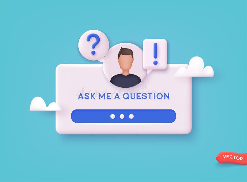 Question Sticker. Ask Me a Question. Social Media Element on Blue ...