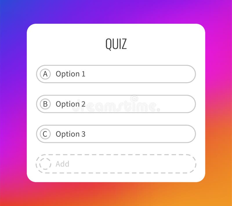 Question Sticker for Typing Answers. Quiz Option Social Media Interface ...