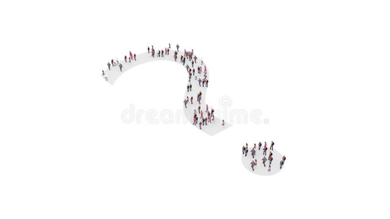 Question Symbol Isolated Group of Different People. 3d Rendering Stock ...